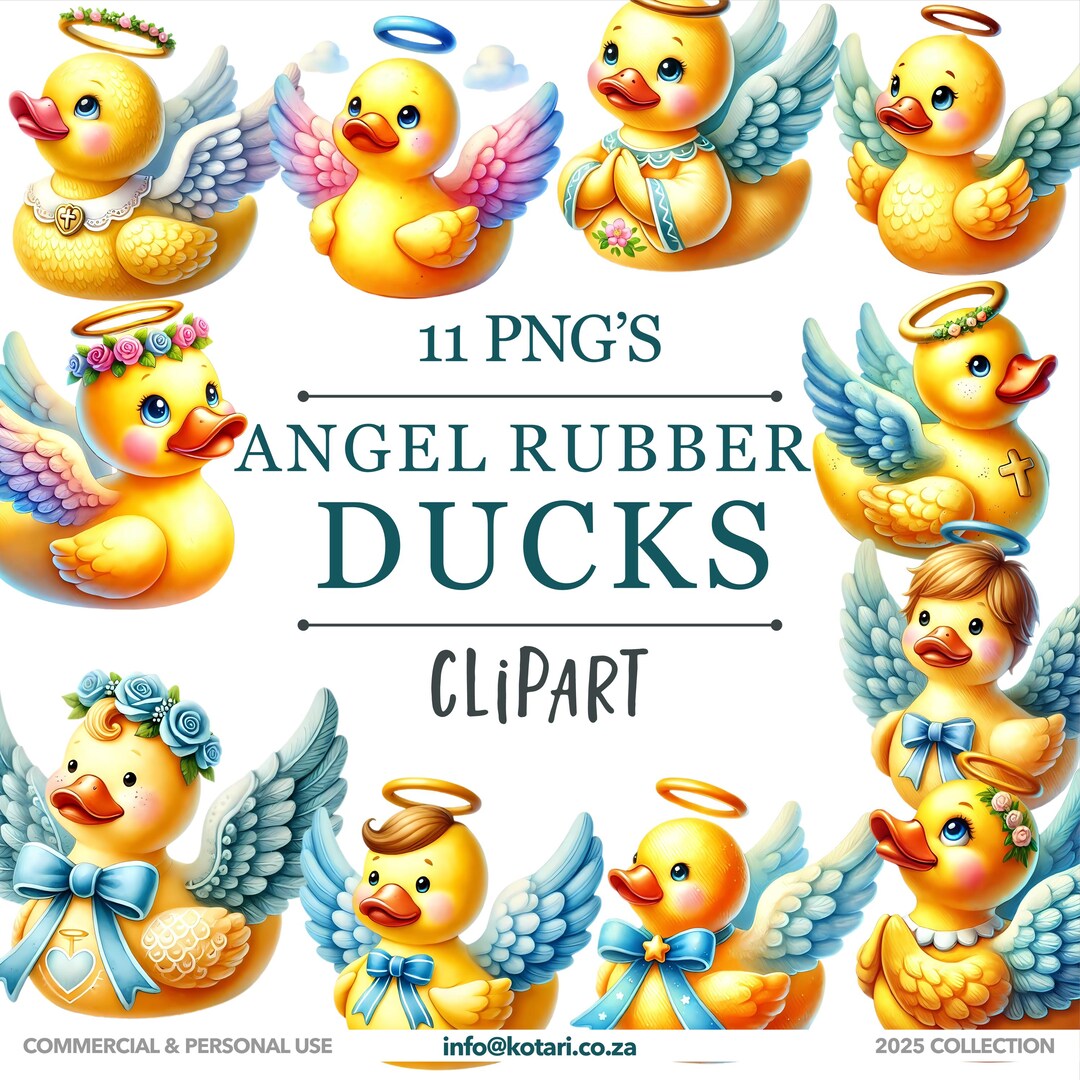 Angel Rubber Ducks - Transparent PNG Clipart - Commercial Use - Etsy