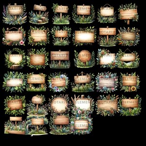 Natural Wooden Sign Board - Transparent PNG Clipart - Commercial Use - Etsy