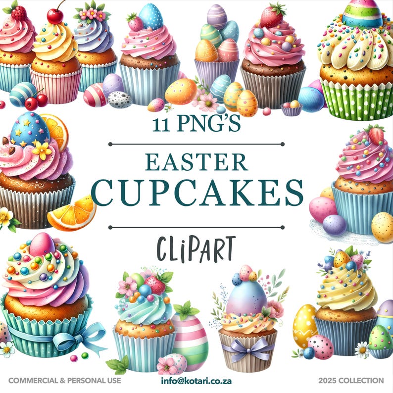 Easter Cupcakes - Transparent PNG Clipart - Commercial Use - Etsy