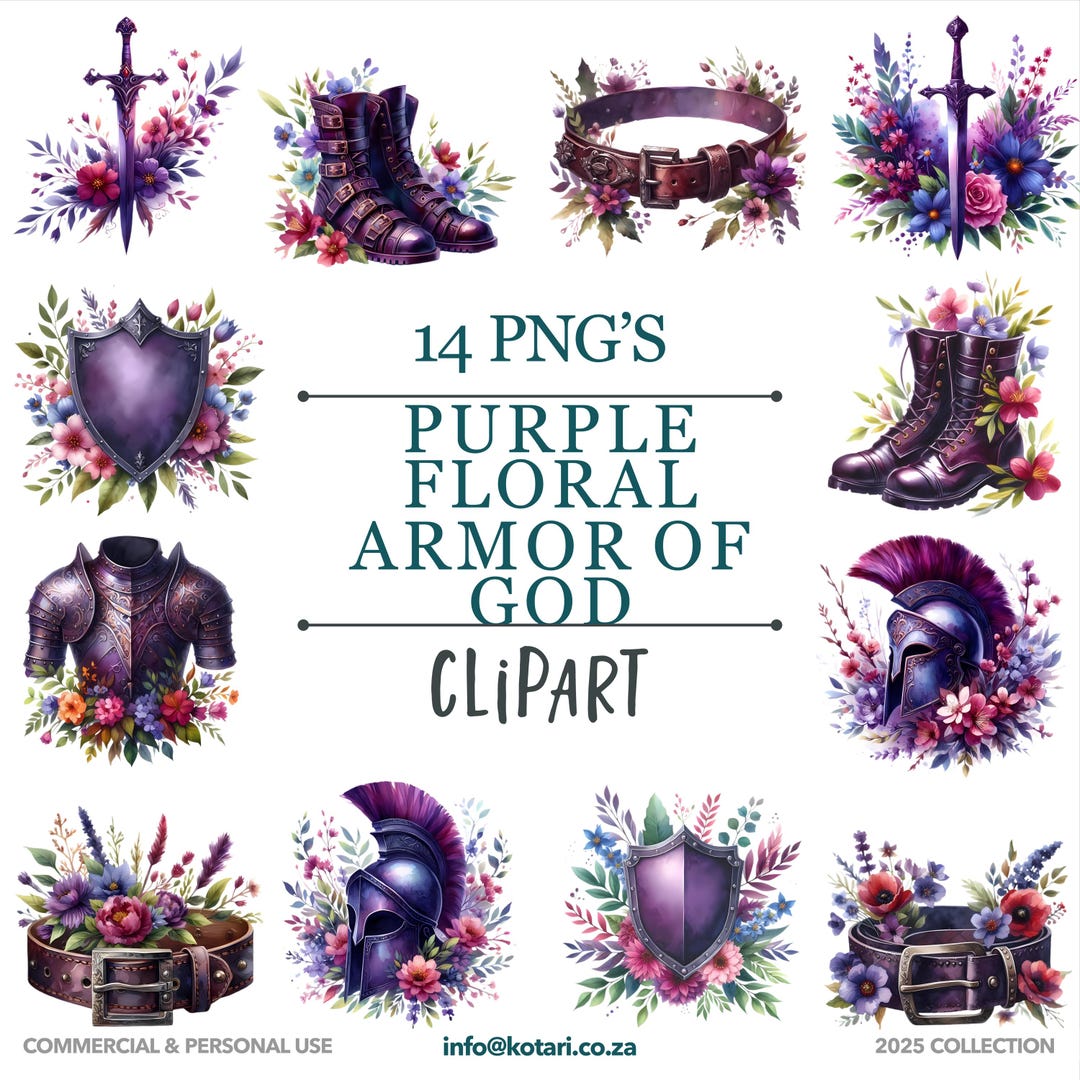 Armor of God Purple Flowers - Transparent PNG Clipart - Commercial Use ...