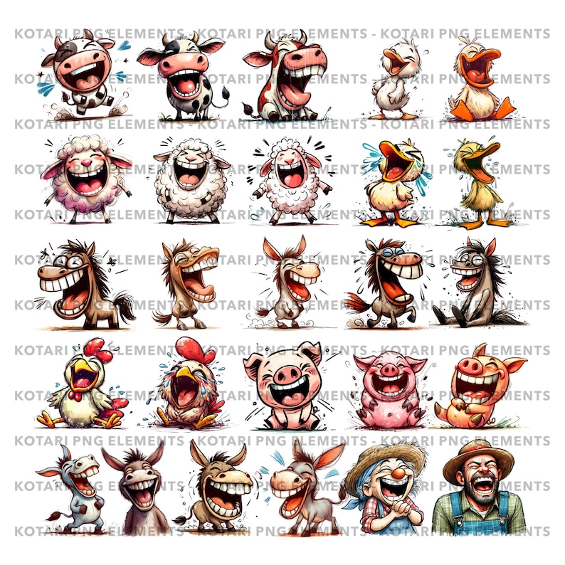 Hysterical Laughing Farm Animals - Transparent PNG Clipart - Commercial ...
