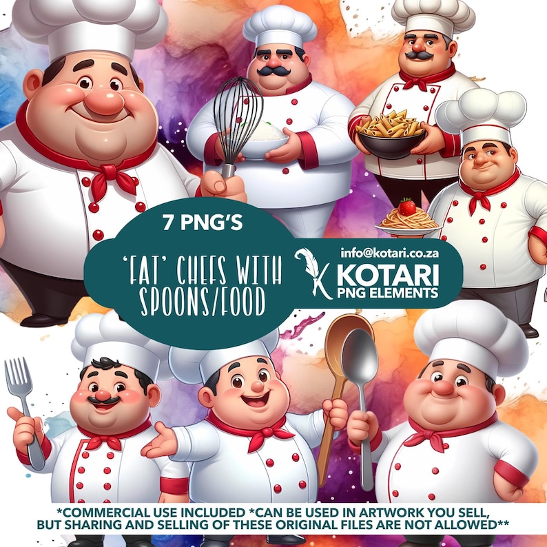 Fat Chef Spoon Food - Transparent PNG Clipart - Commercial Use - Etsy