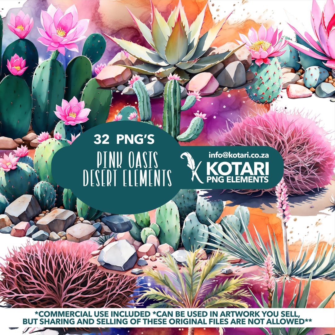 Pink Oasis Desert Elements - Transparent PNG Clipart - Commercial Use ...
