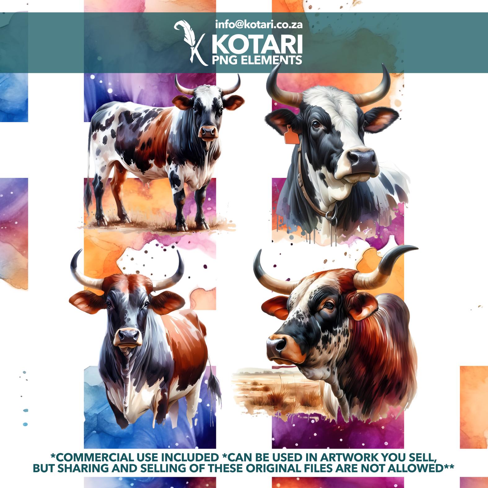 Nguni Cows - Transparent PNG Clipart - Commercial Use - Etsy
