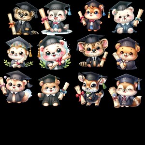 Graduating Cute Animals - Transparent PNG Clipart - Commercial Use - Etsy