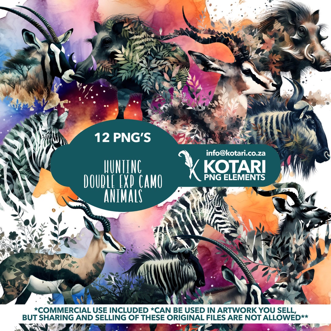Hunting Various Animals Double Exposure - Transparent PNG Clipart ...