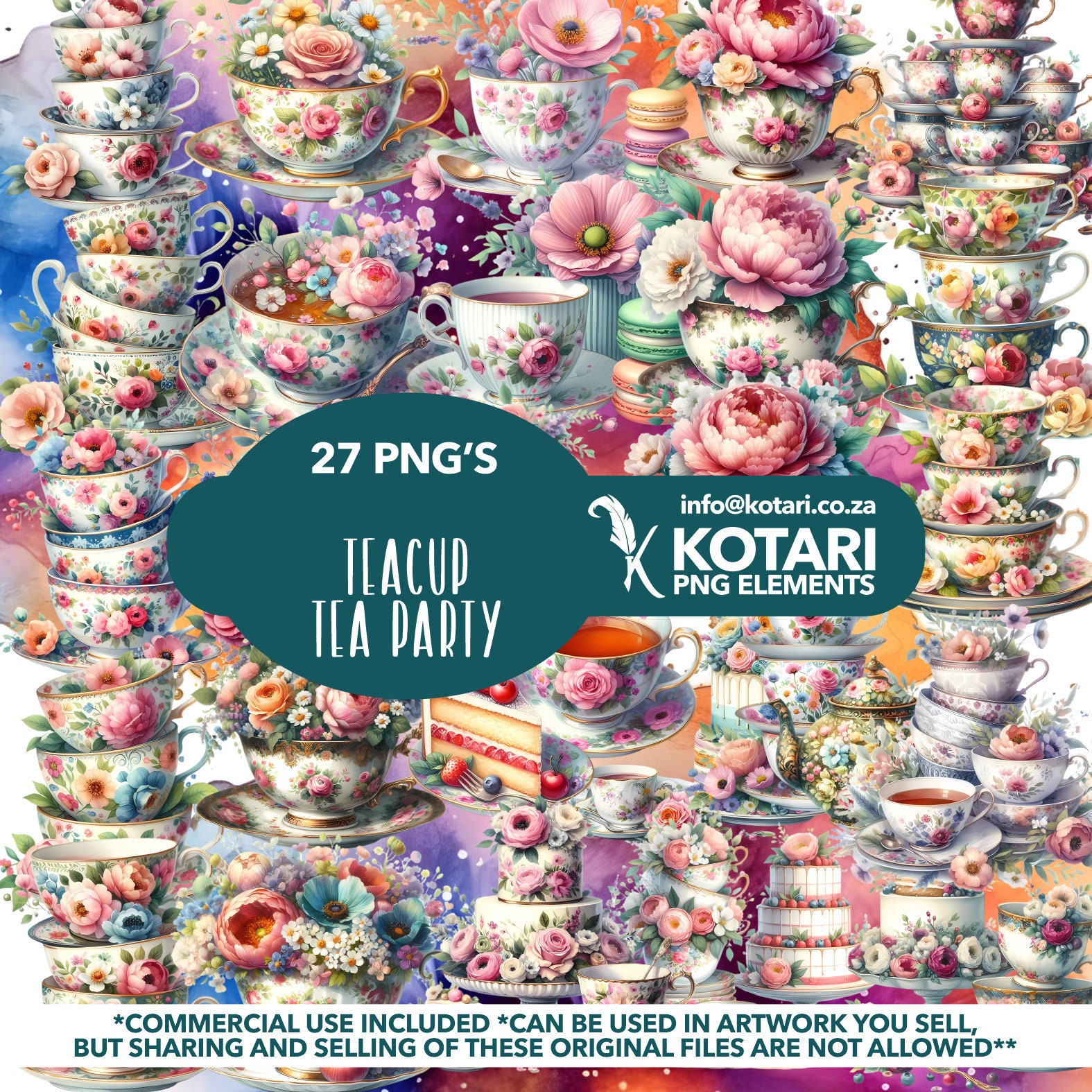 Teacup Tea Party Transparent PNG Clipart Commercial Use - Etsy