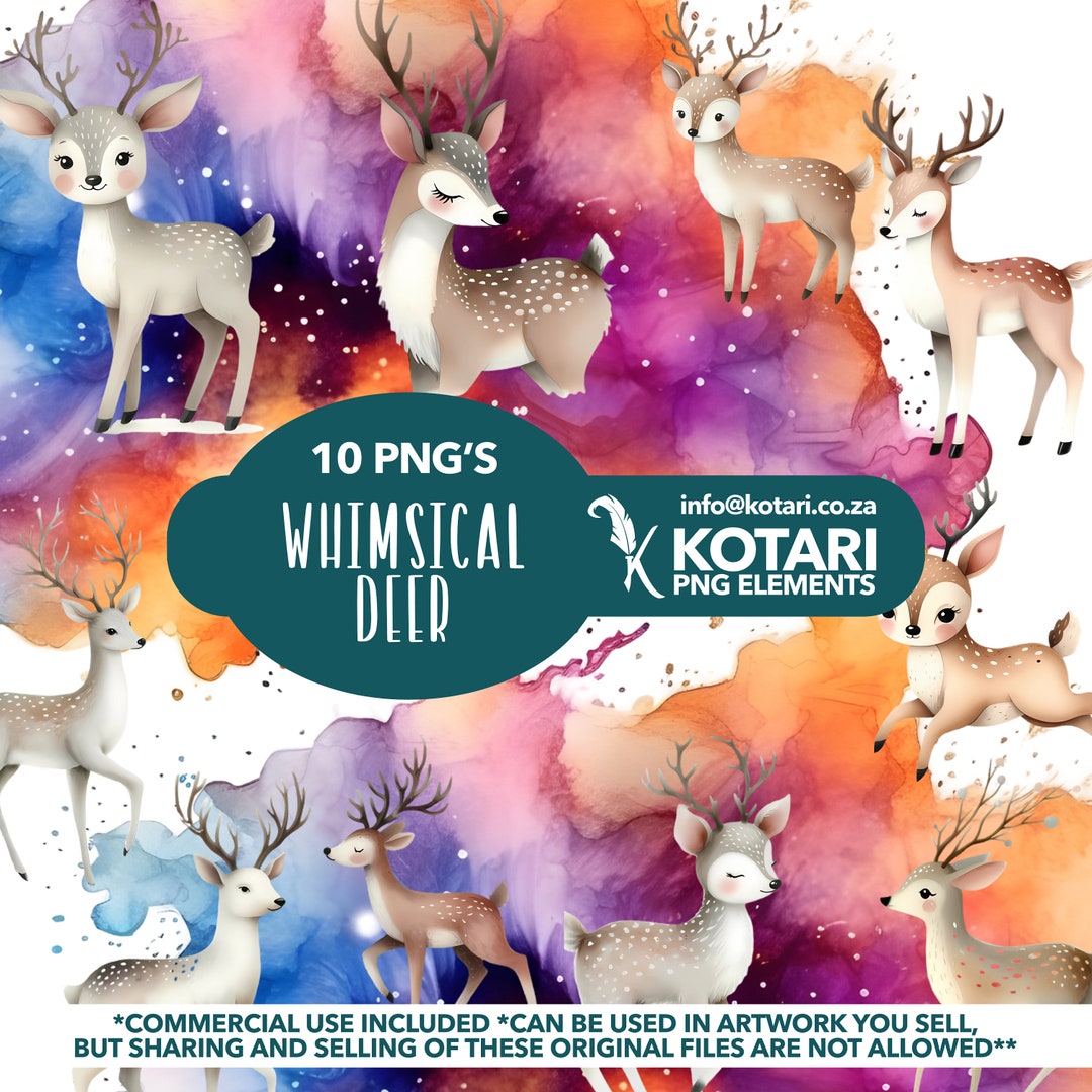 Whimsical Deer - Transparent PNG Clipart - Commercial Use - Etsy