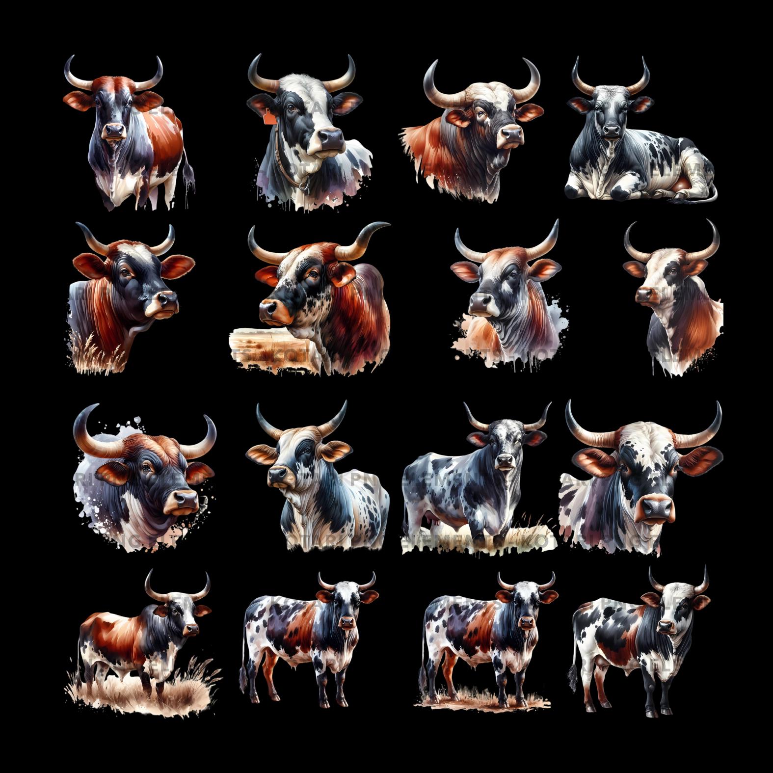 Nguni Cows - Transparent PNG Clipart - Commercial Use - Etsy