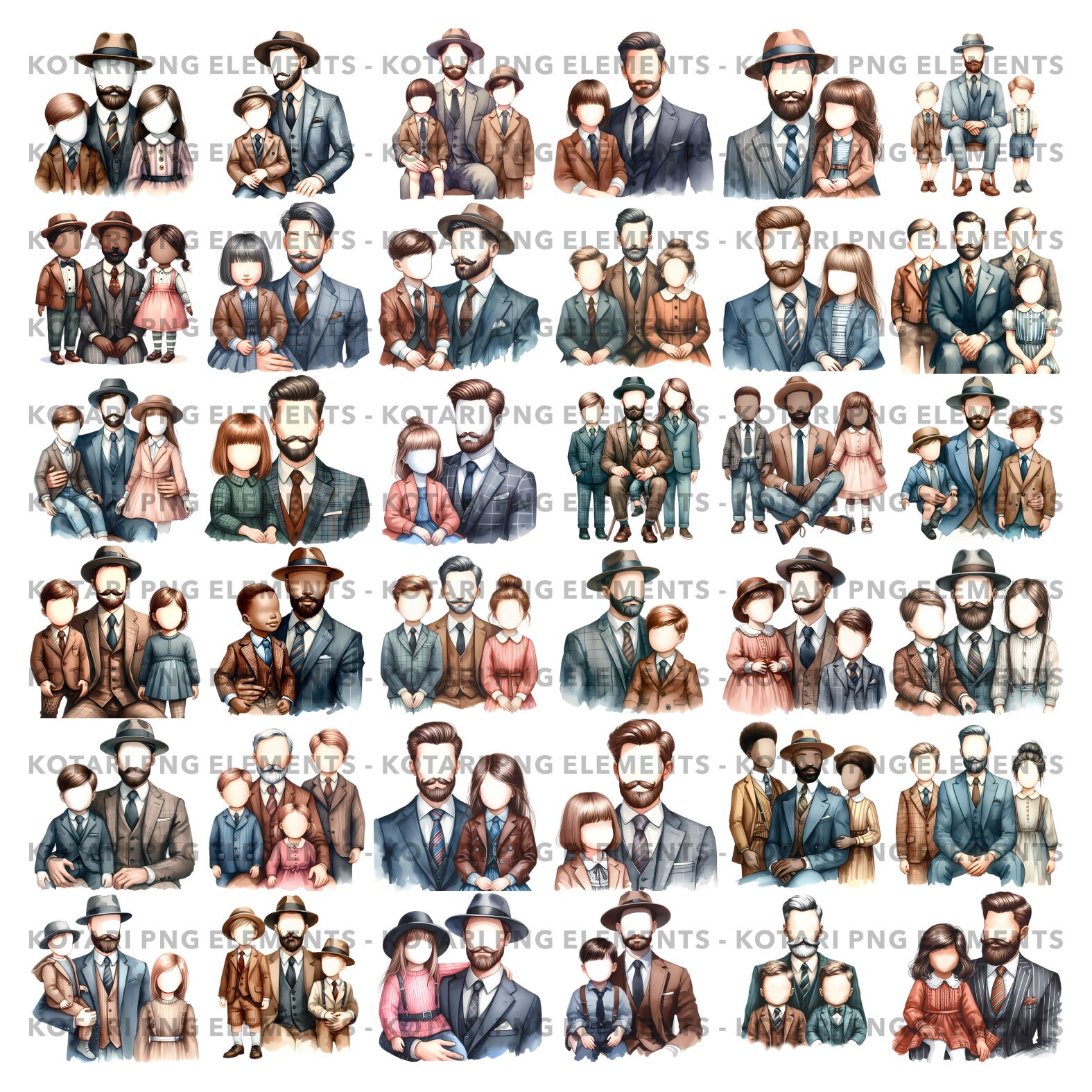 Faceless Dad Transparent PNG Clipart Commercial Use - Etsy