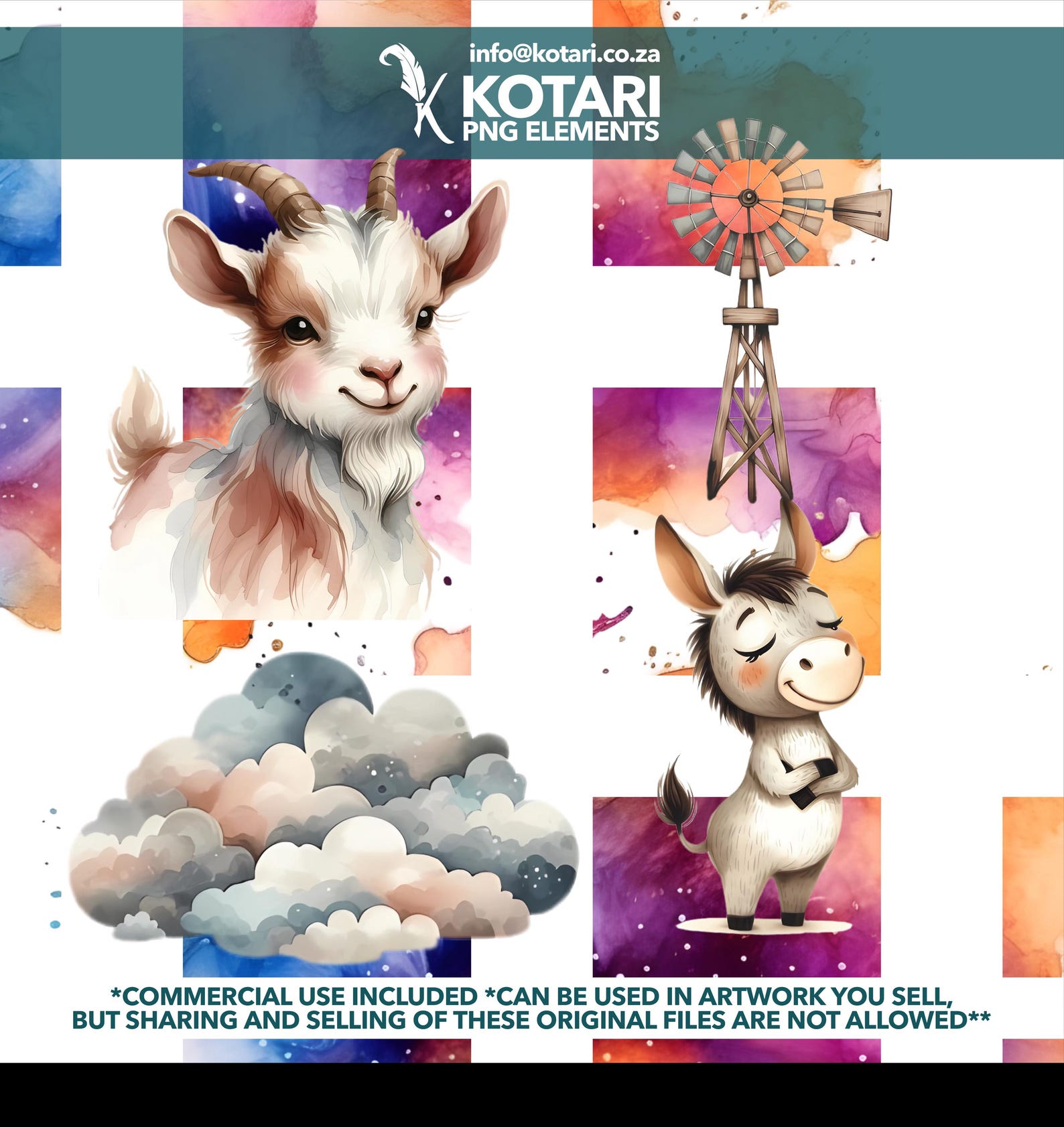 Whimsical Farm Animals - Transparent PNG Clipart - Commercial Use - Etsy