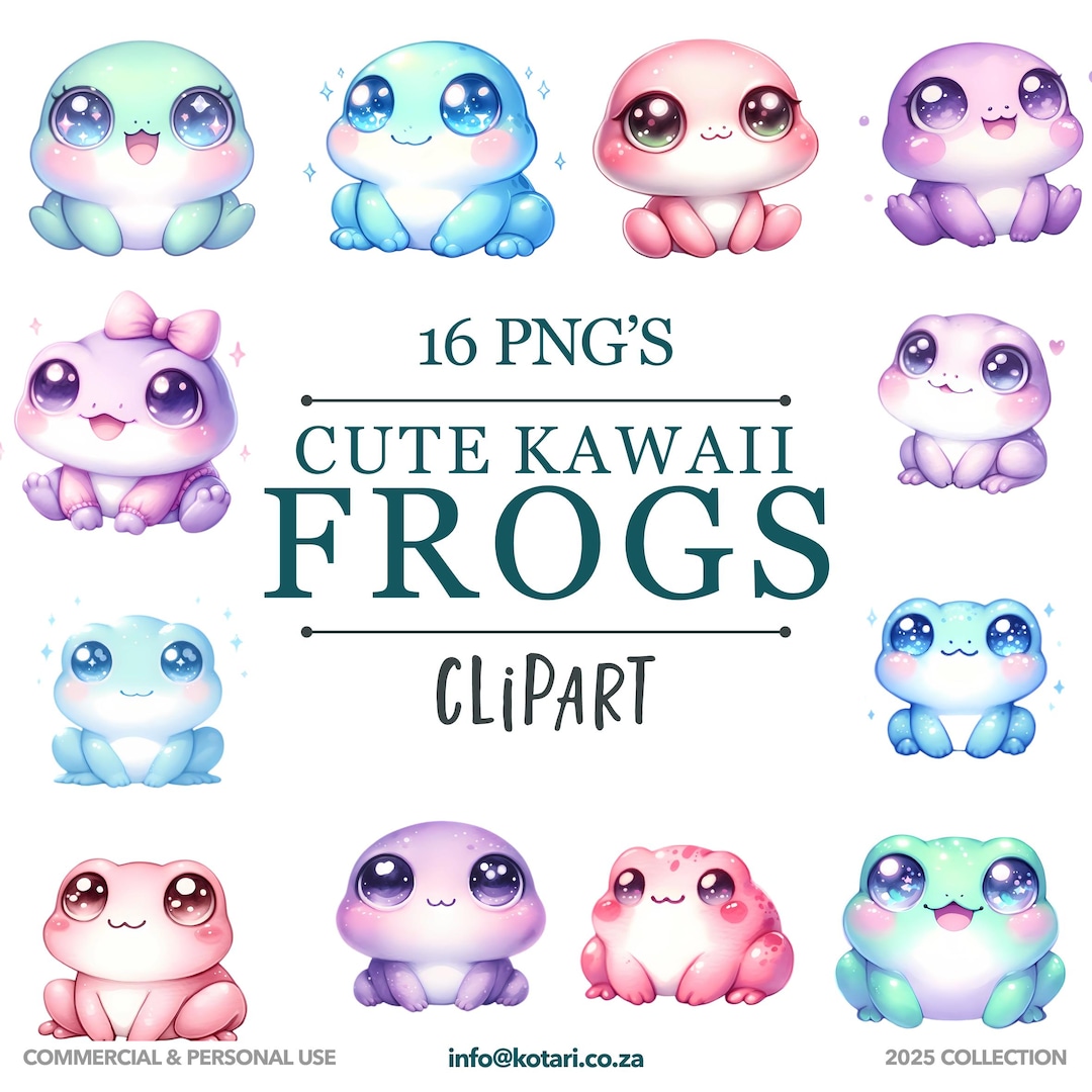 Cute Kawaii Frogs - Transparent PNG Clipart - Commercial Use - Etsy