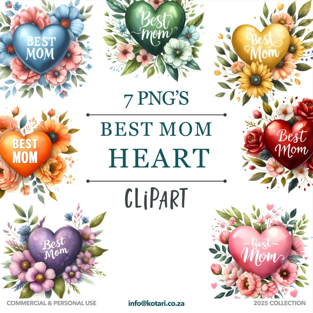 Best Mom Heart - Transparent PNG Clipart - Commercial Use - Etsy
