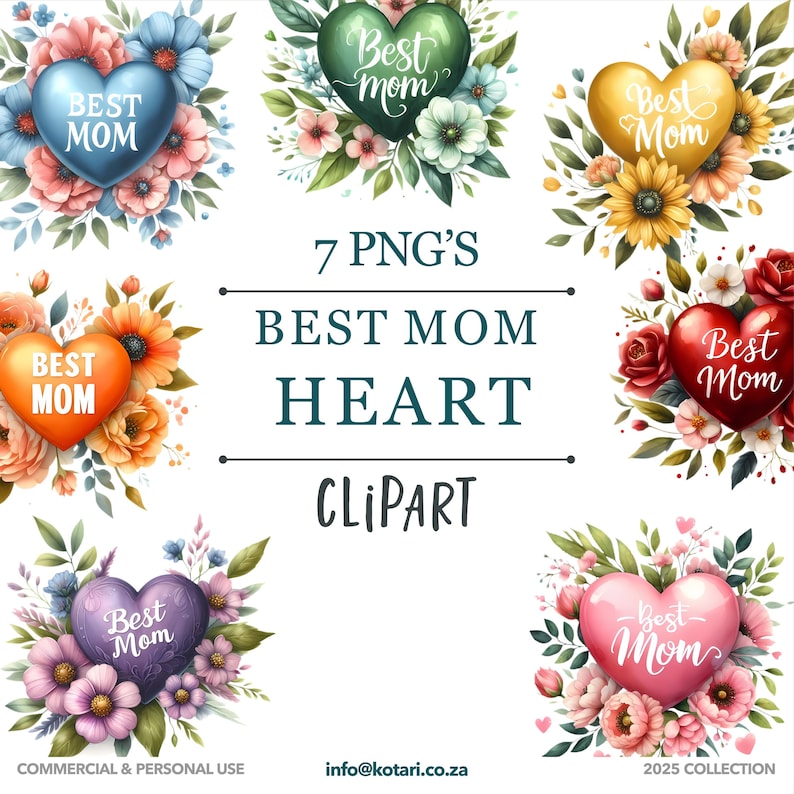 Best Mom Heart - Transparent PNG Clipart - Commercial Use - Etsy