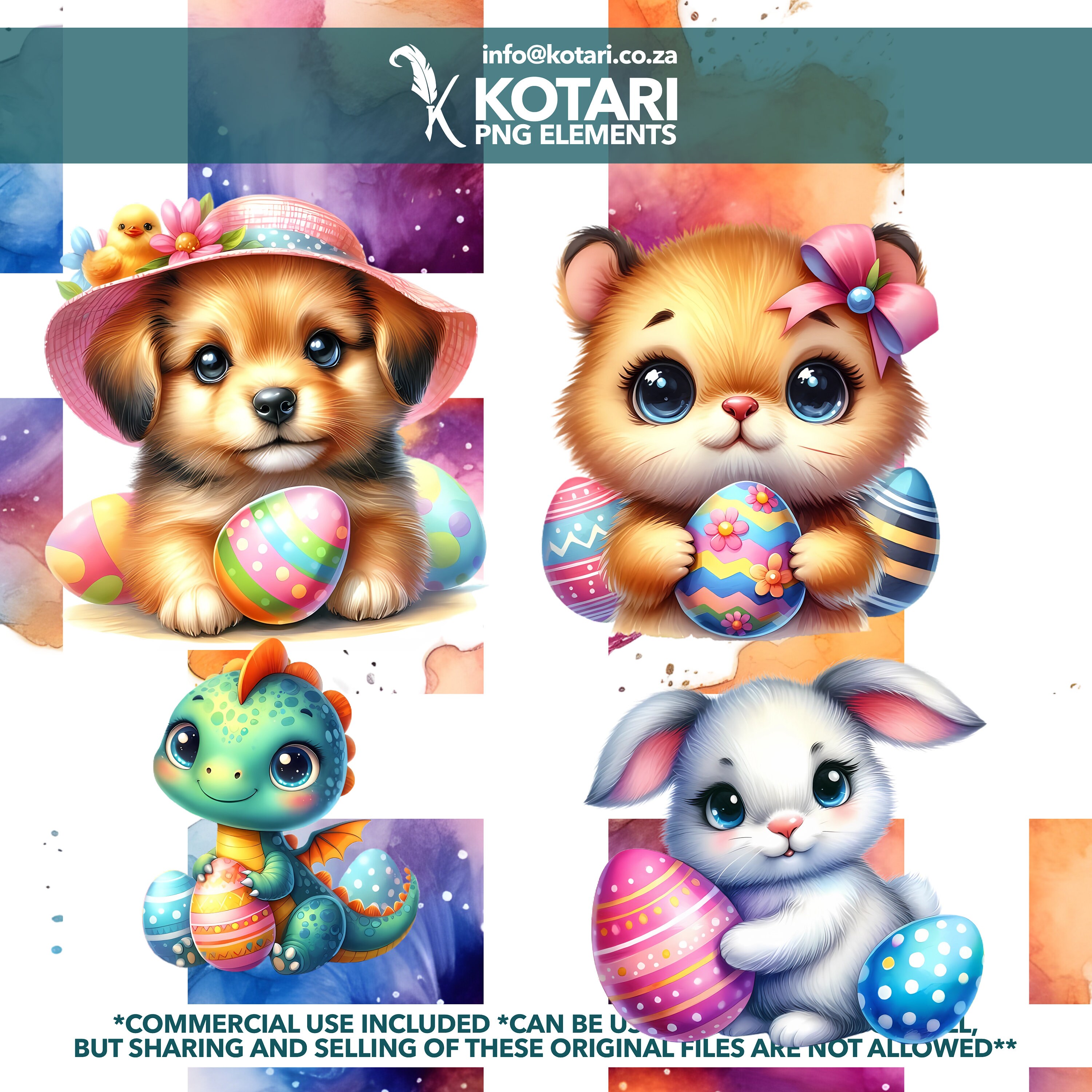 Cute Easter Animals PNG Clipart - Commercial Use - Etsy