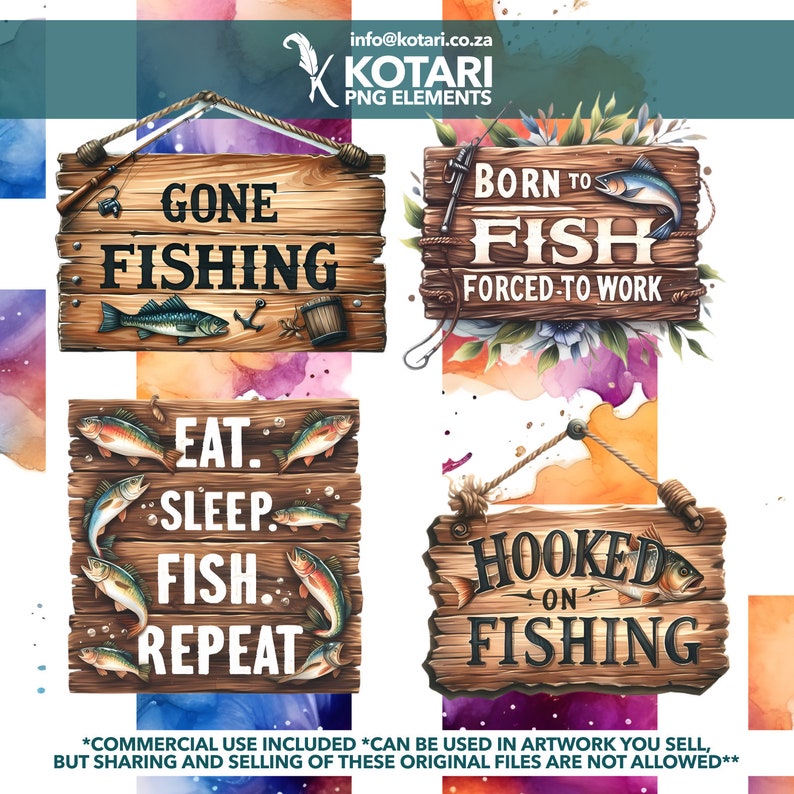 Fishing Signs Transparent PNG Clipart Commercial Use - Etsy