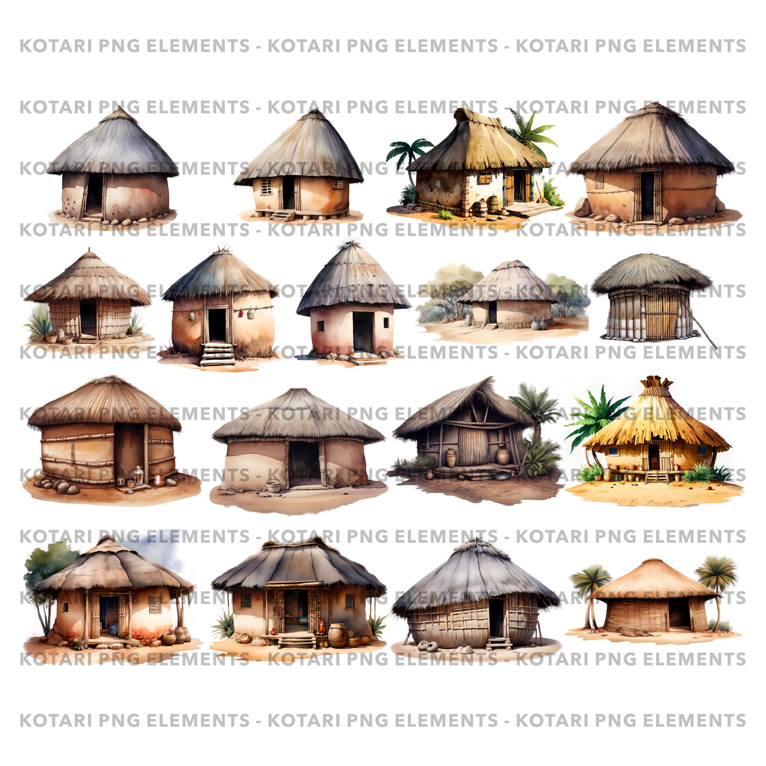 African Huts - Transparent PNG Clipart - Commercial Use - Etsy