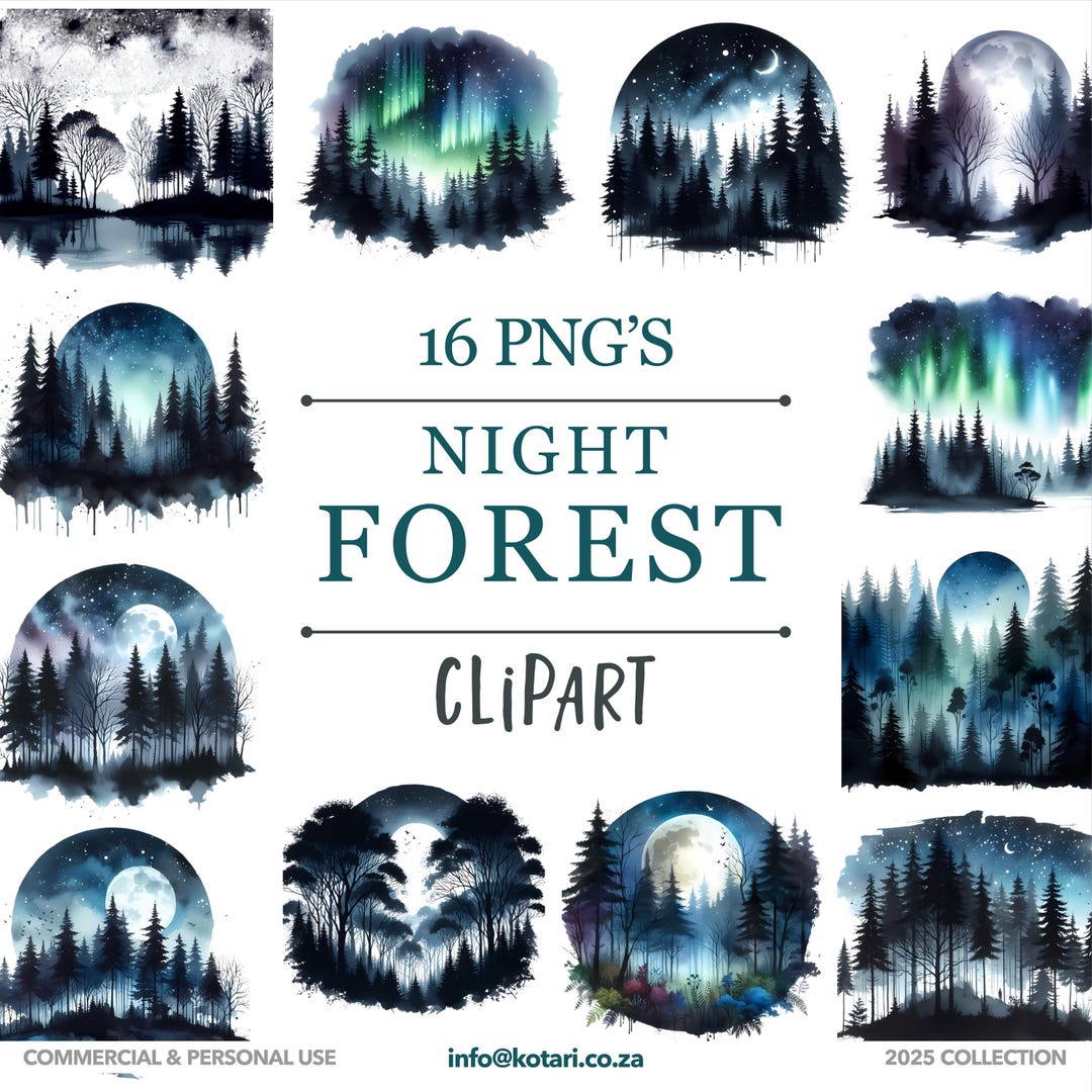 Night Forest - Transparent PNG Clipart - Commercial Use - Etsy