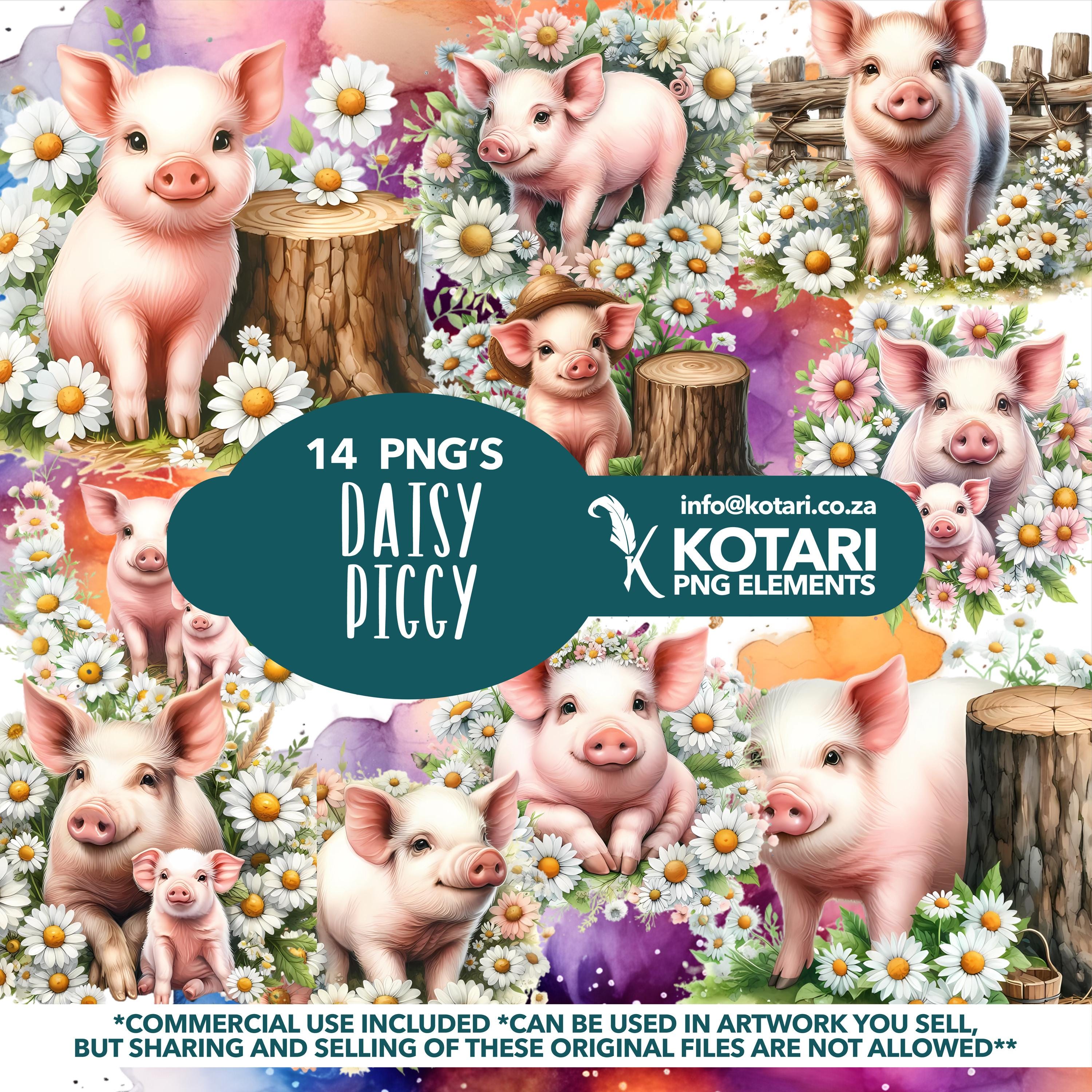 Daisy Piggy - Transparent PNG Clipart - Commercial Use - Etsy