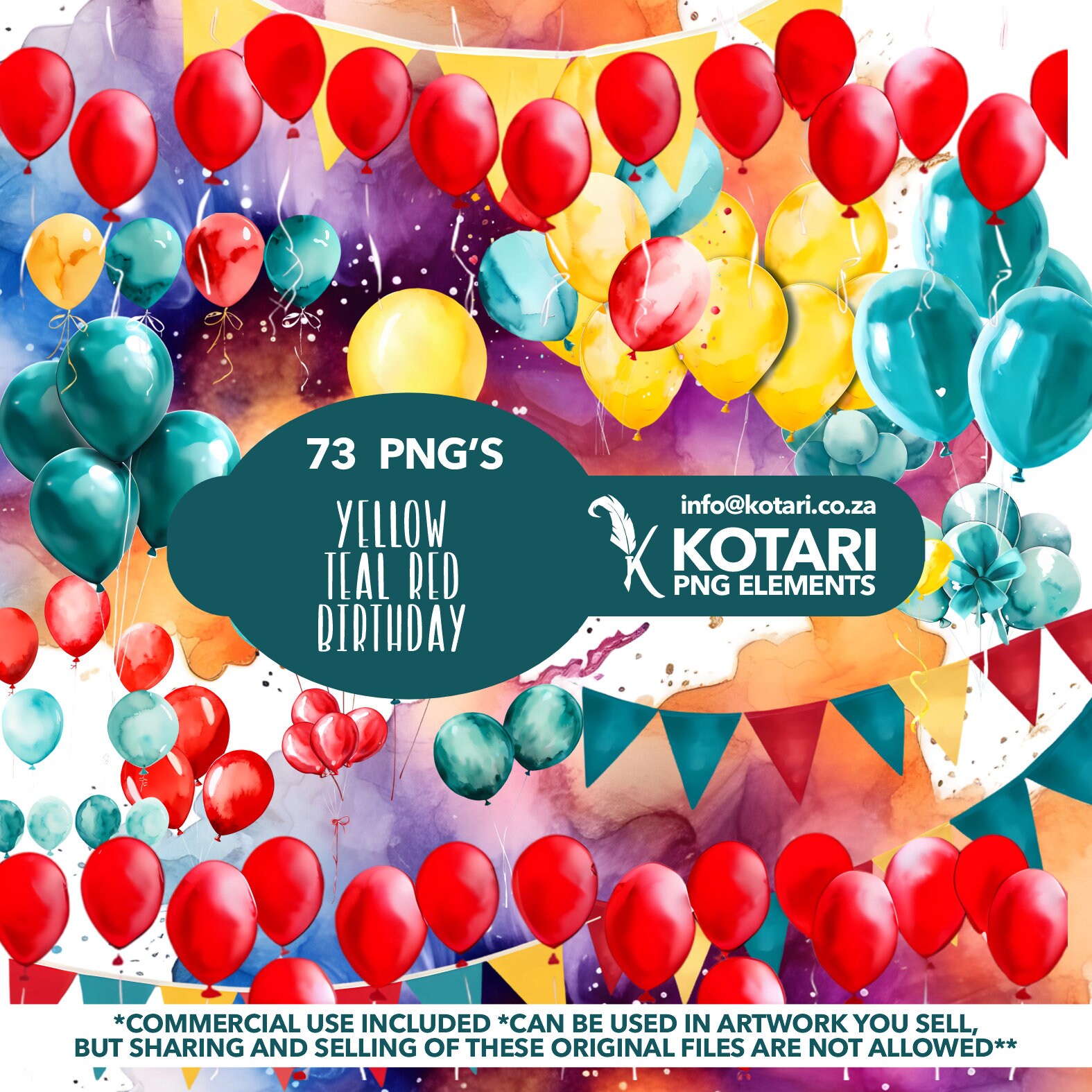 Yellow Red Teal -PNG Clipart - Commercial Use - Etsy