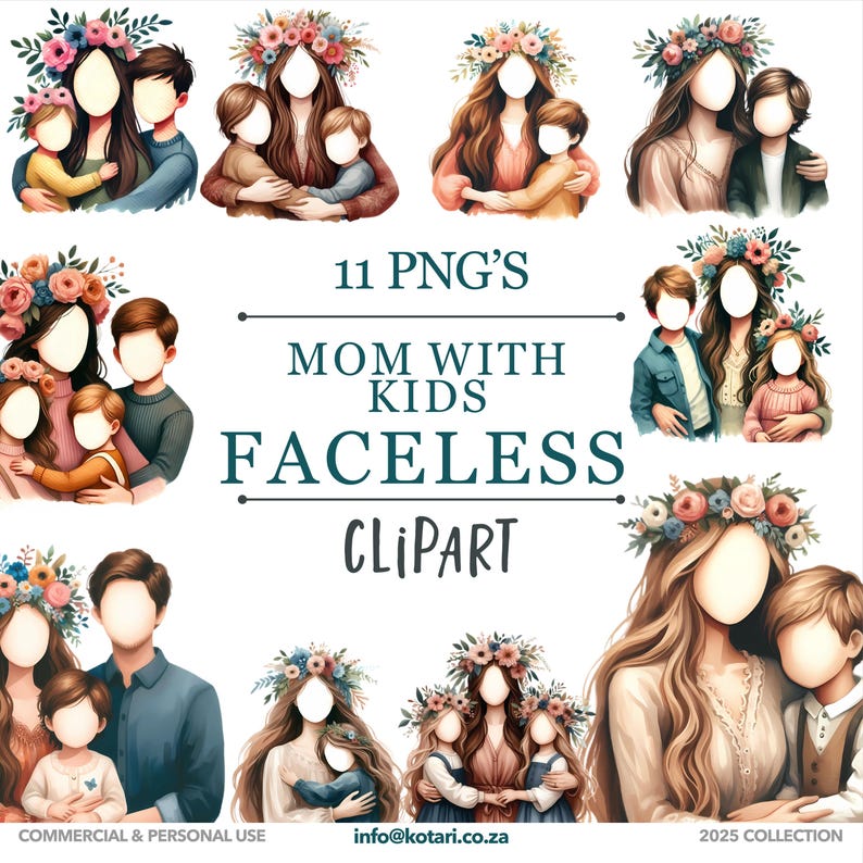 Faceless Woman With Kids - Transparent PNG Clipart - Commercial Use - Etsy