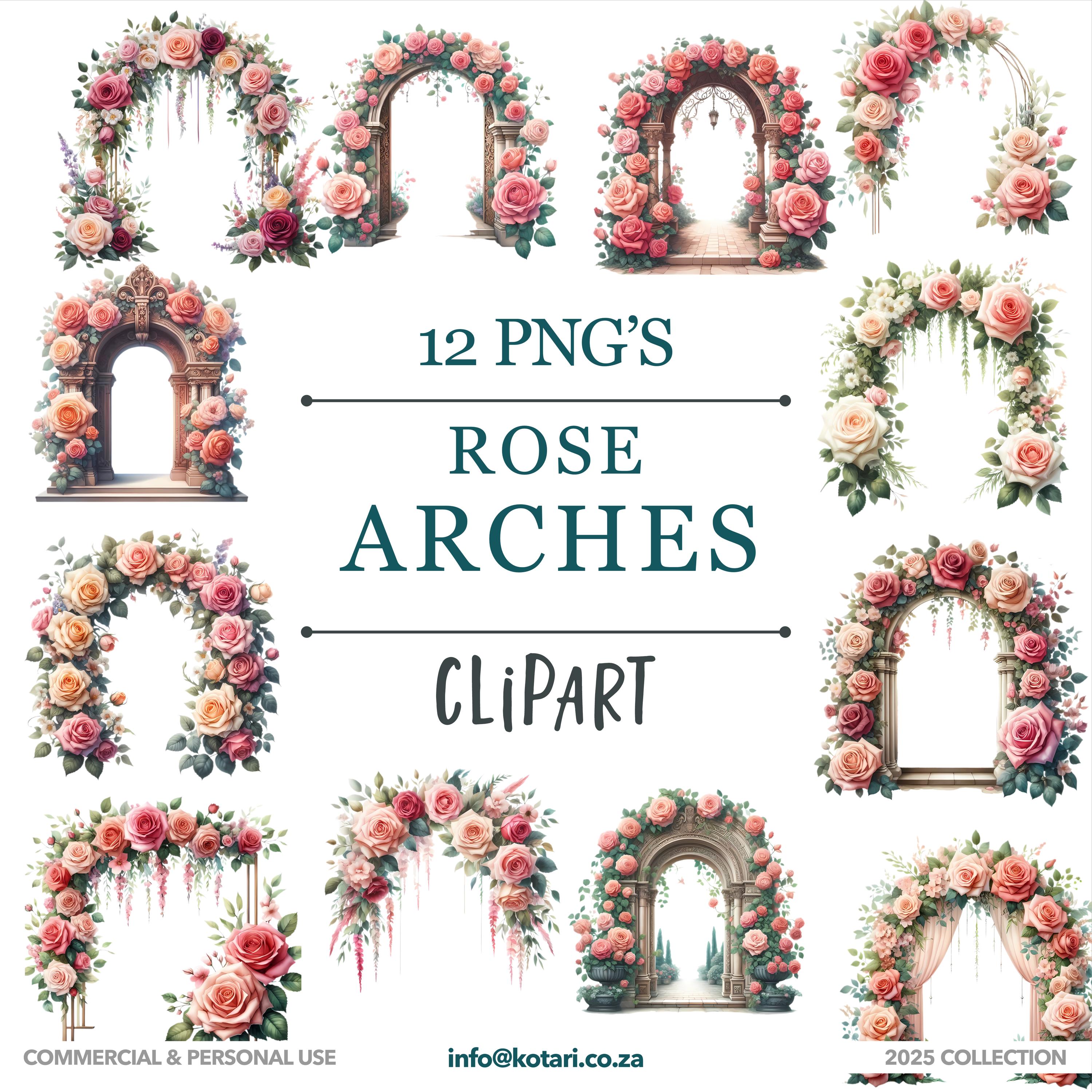 Rose Arches - Transparent PNG Clipart - Commercial Use - Etsy