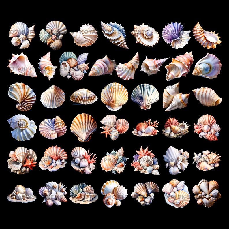 Sea Shells Transparent PNG Clipart Commercial Use - Etsy