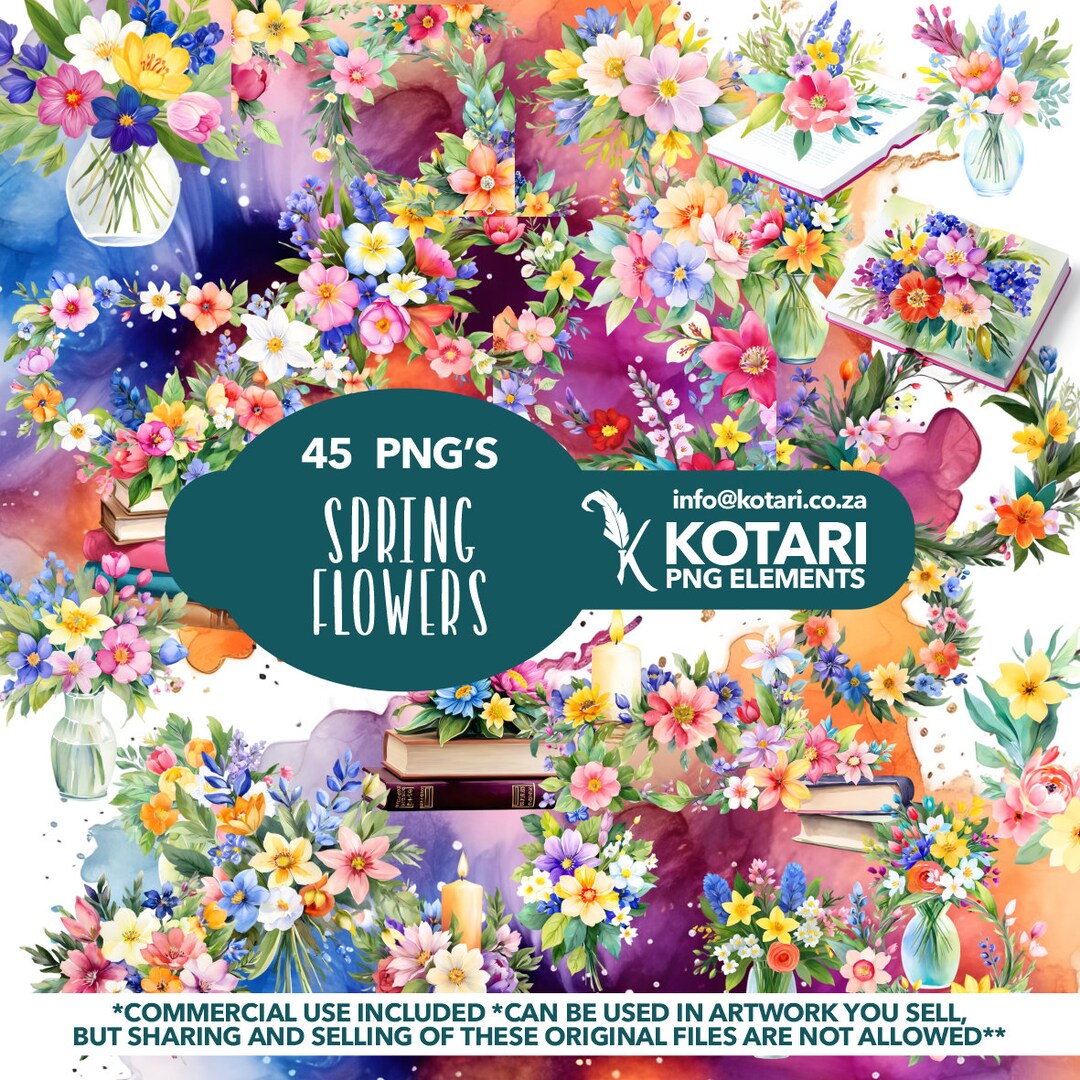 Spring Flowers - Transparent PNG Clipart - Commercial Use - Etsy