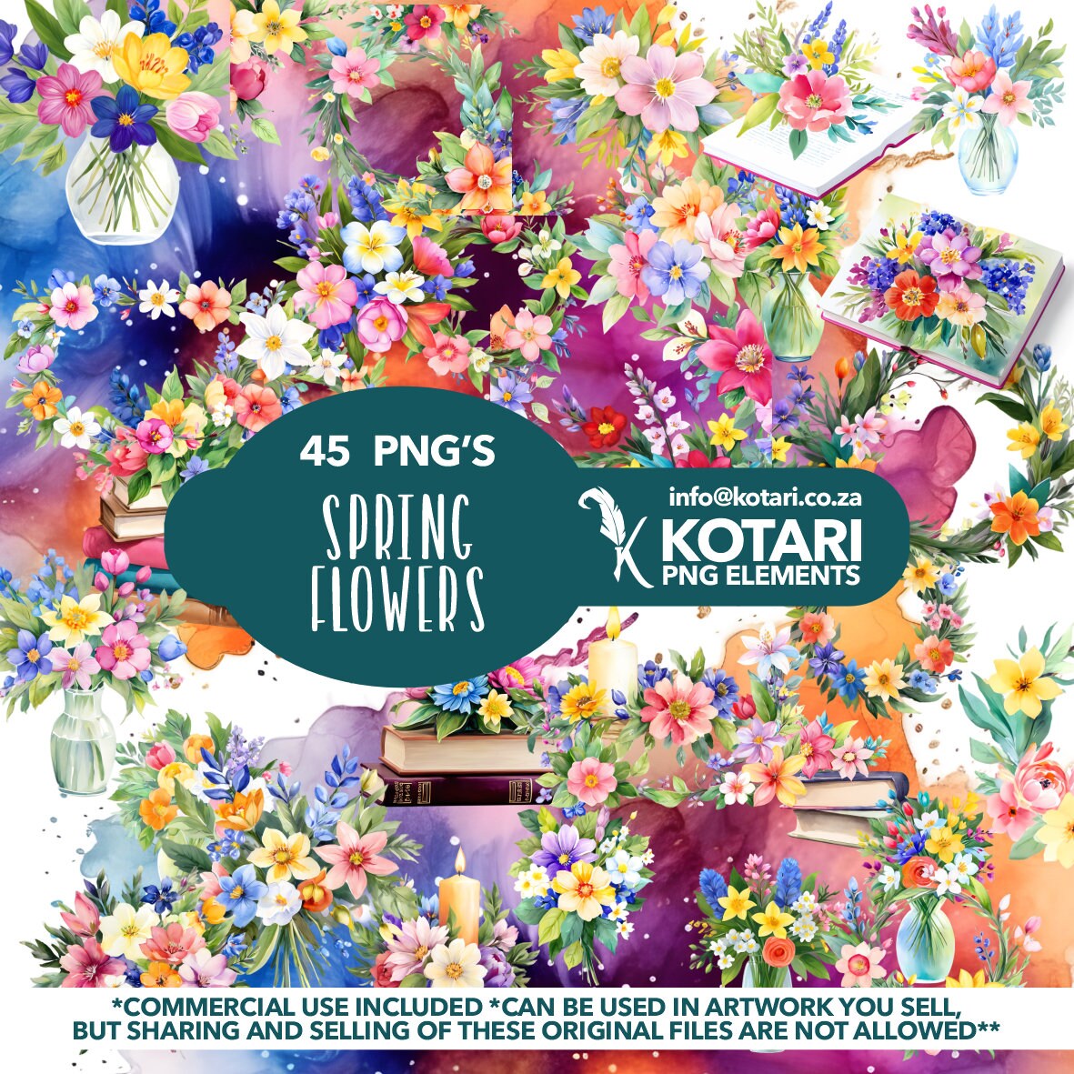 Spring Flowers - Transparent PNG Clipart - Commercial Use - Etsy