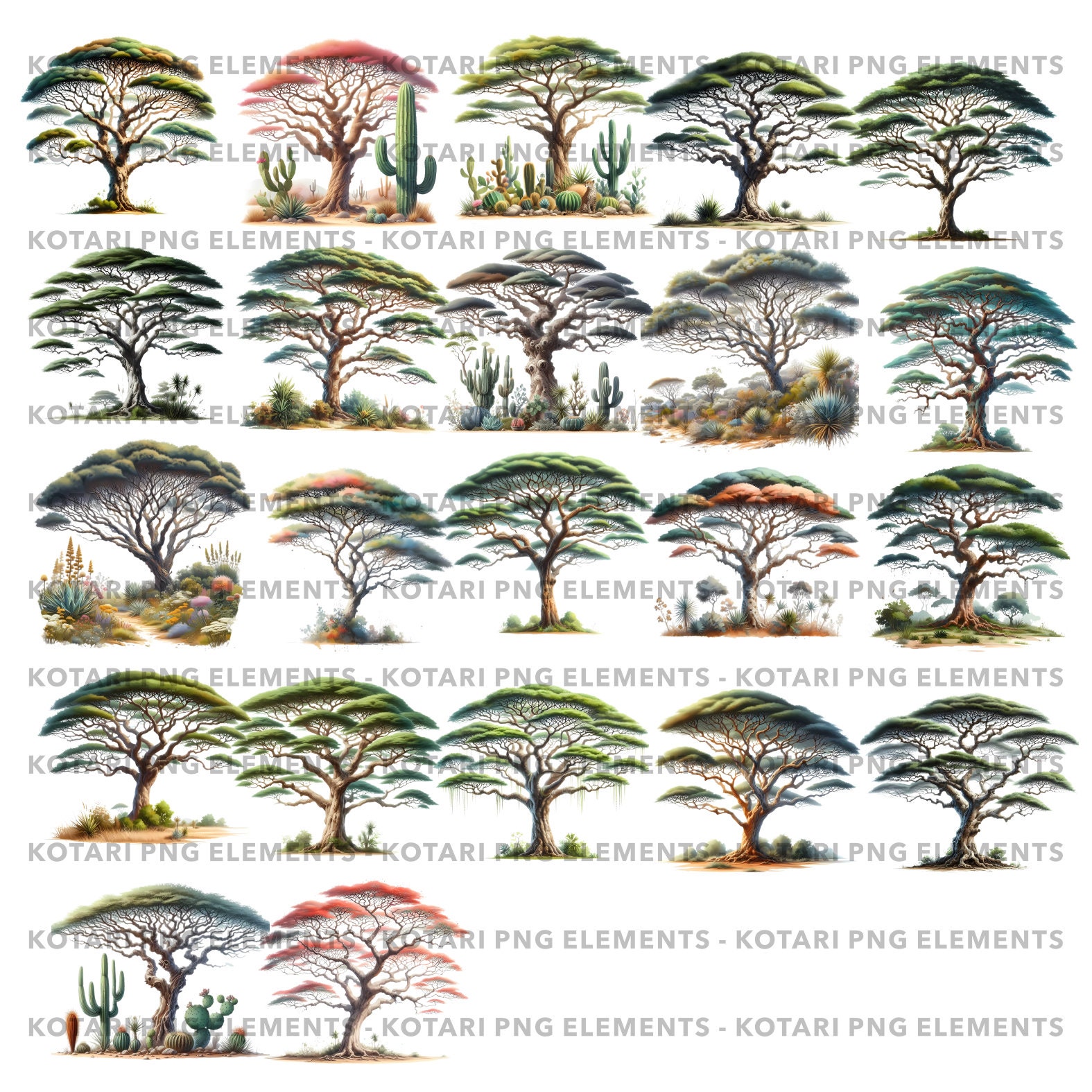 African Trees Transparent PNG Clipart Commercial Use - Etsy