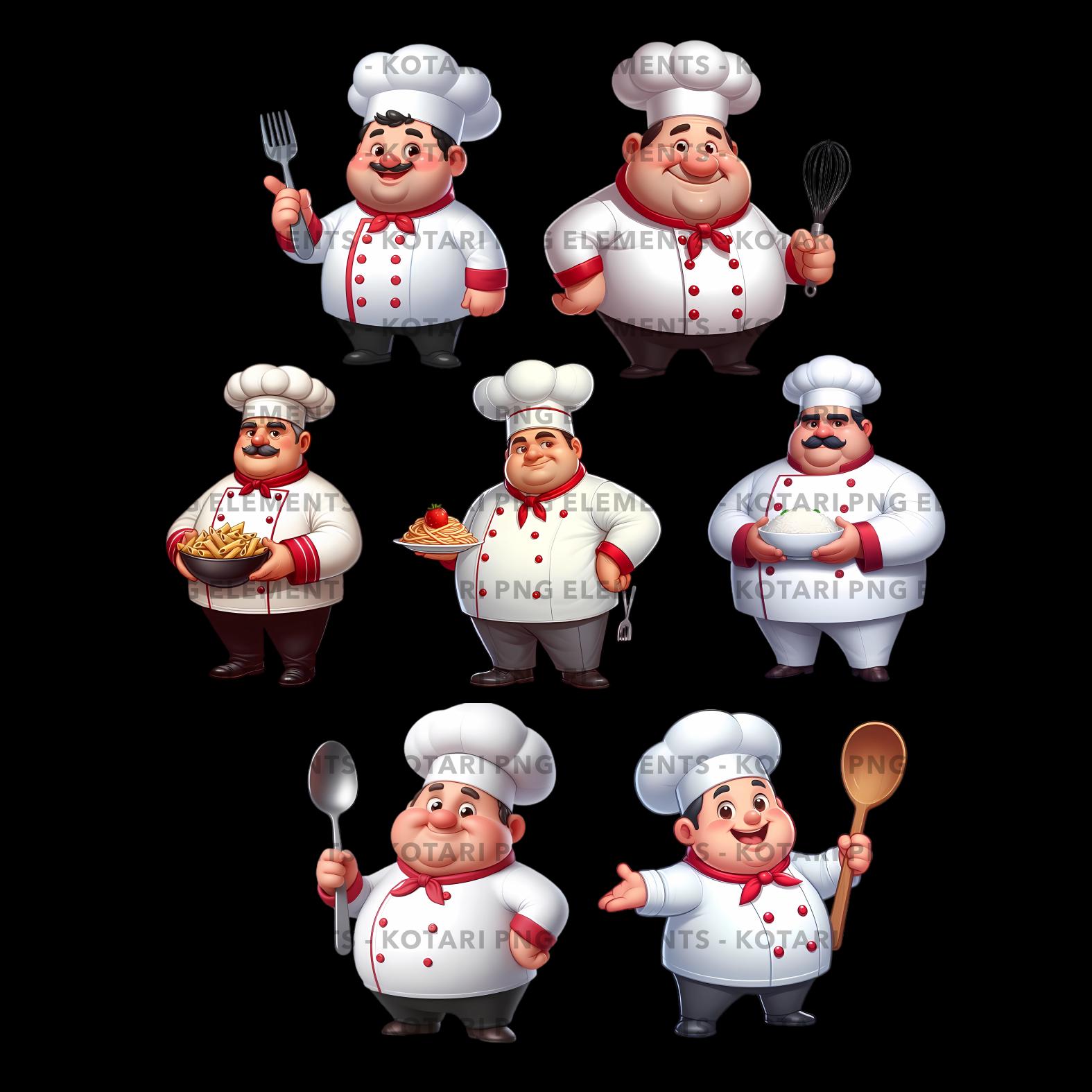 Fat Chef Spoon Food - Transparent PNG Clipart - Commercial Use - Etsy