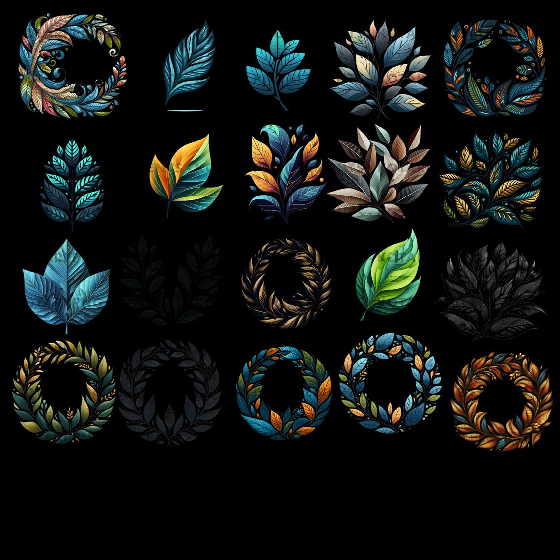 Abstract Leaves - Transparent PNG Clipart - Commercial Use - Etsy