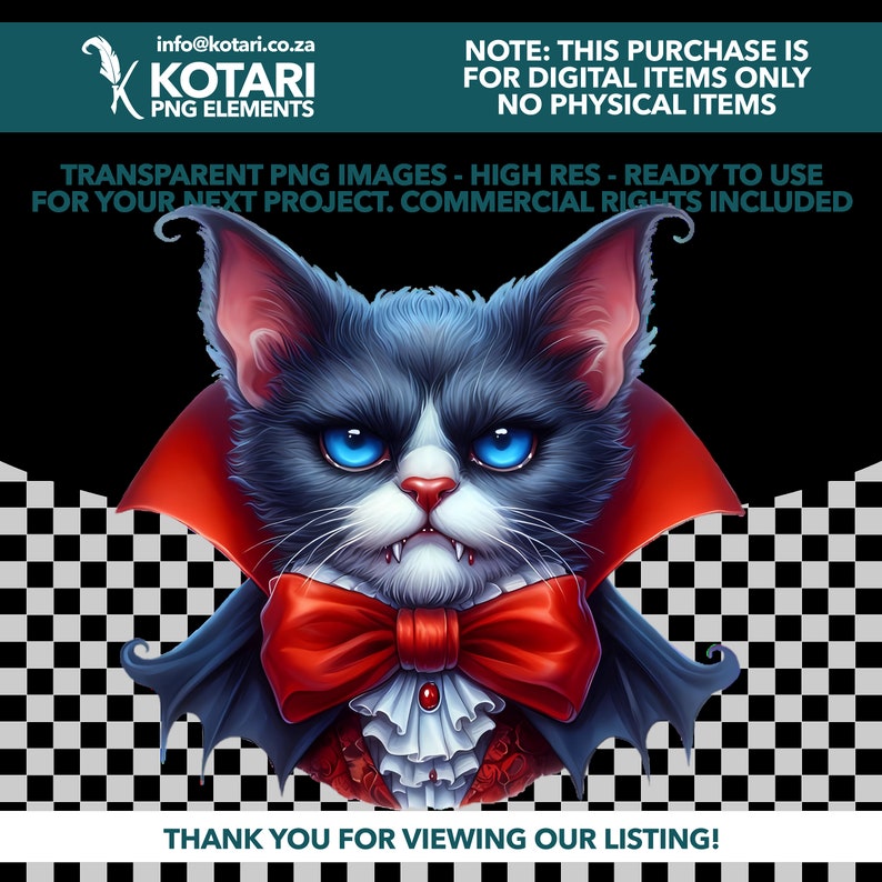 Vampire Cats Transparent PNG Clipart Commercial Use - Etsy