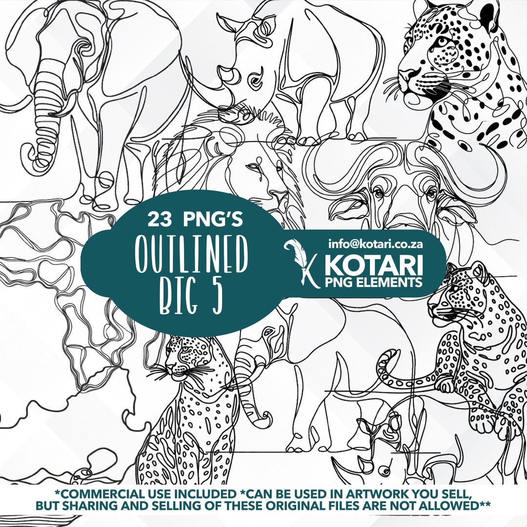 Outlined Big 5 Transparent PNG Clipart: Commercial Use - Etsy