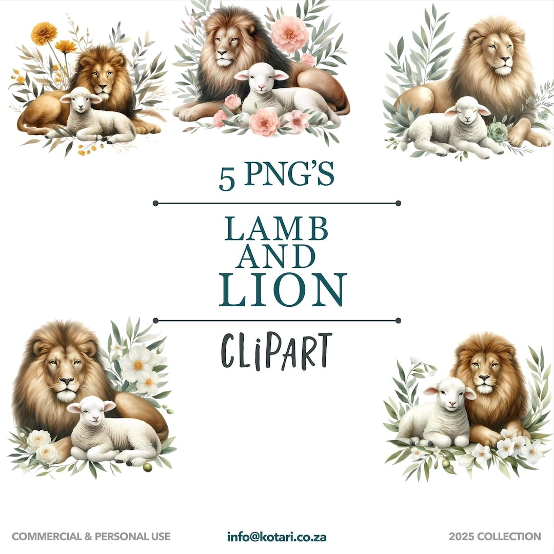Lamb and Lion - Transparent PNG Clipart - Commercial Use - Etsy