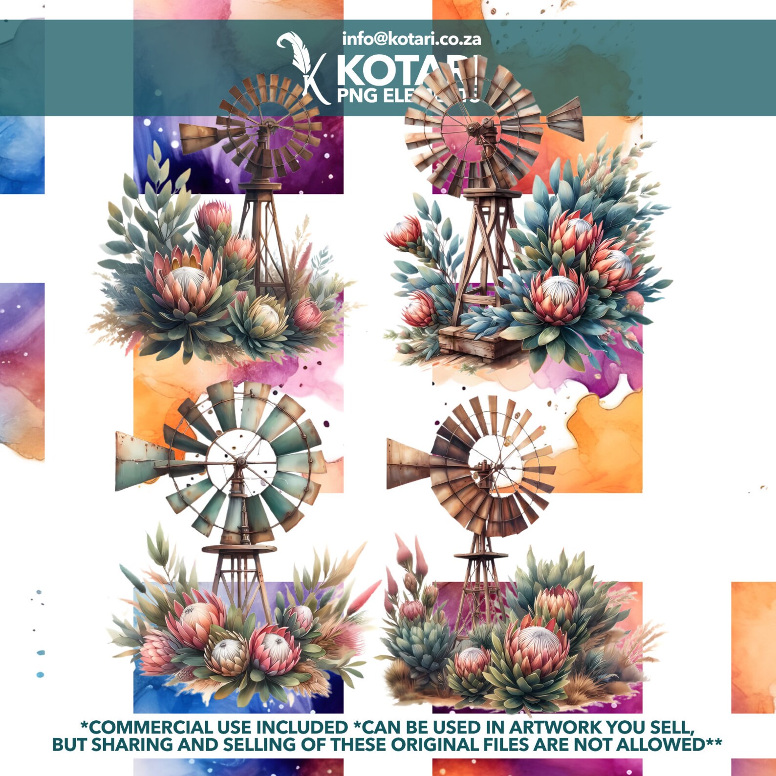 Protea Windpump - Transparent PNG Clipart - Commercial Use - Etsy