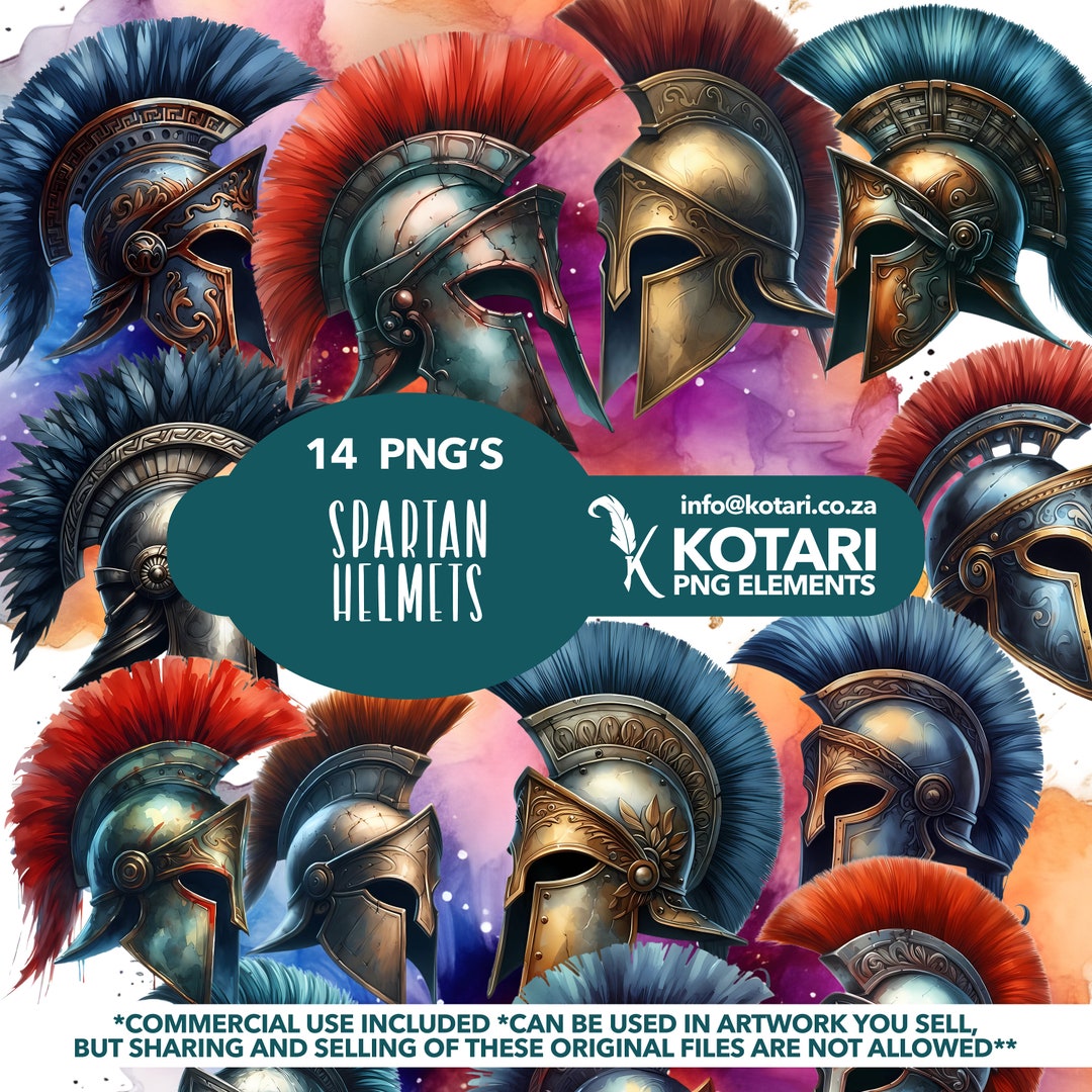 Spartan Helmets - Transparent PNG Clipart - Commercial Use - Etsy
