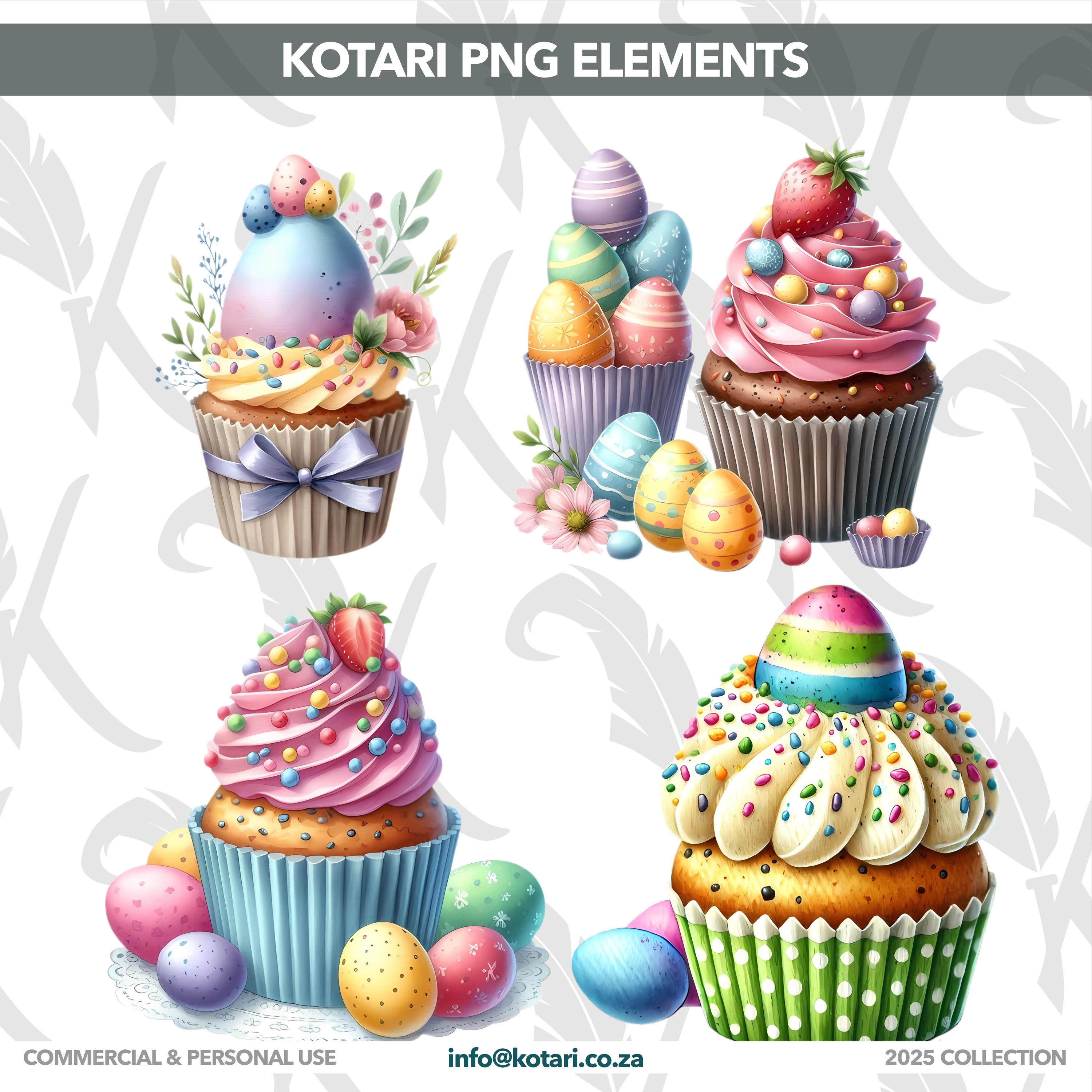Easter Cupcakes - Transparent PNG Clipart - Commercial Use - Etsy