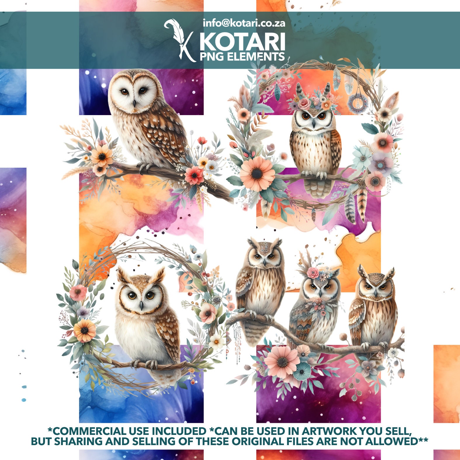 Woodlands Owls - Transparent PNG Clipart - Commercial Use - Etsy