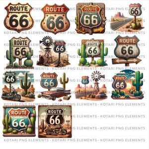 Route 66 Signs - Transparent PNG Clipart - Commercial Use - Etsy