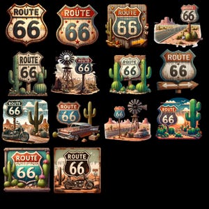 Route 66 Signs - Transparent PNG Clipart - Commercial Use - Etsy