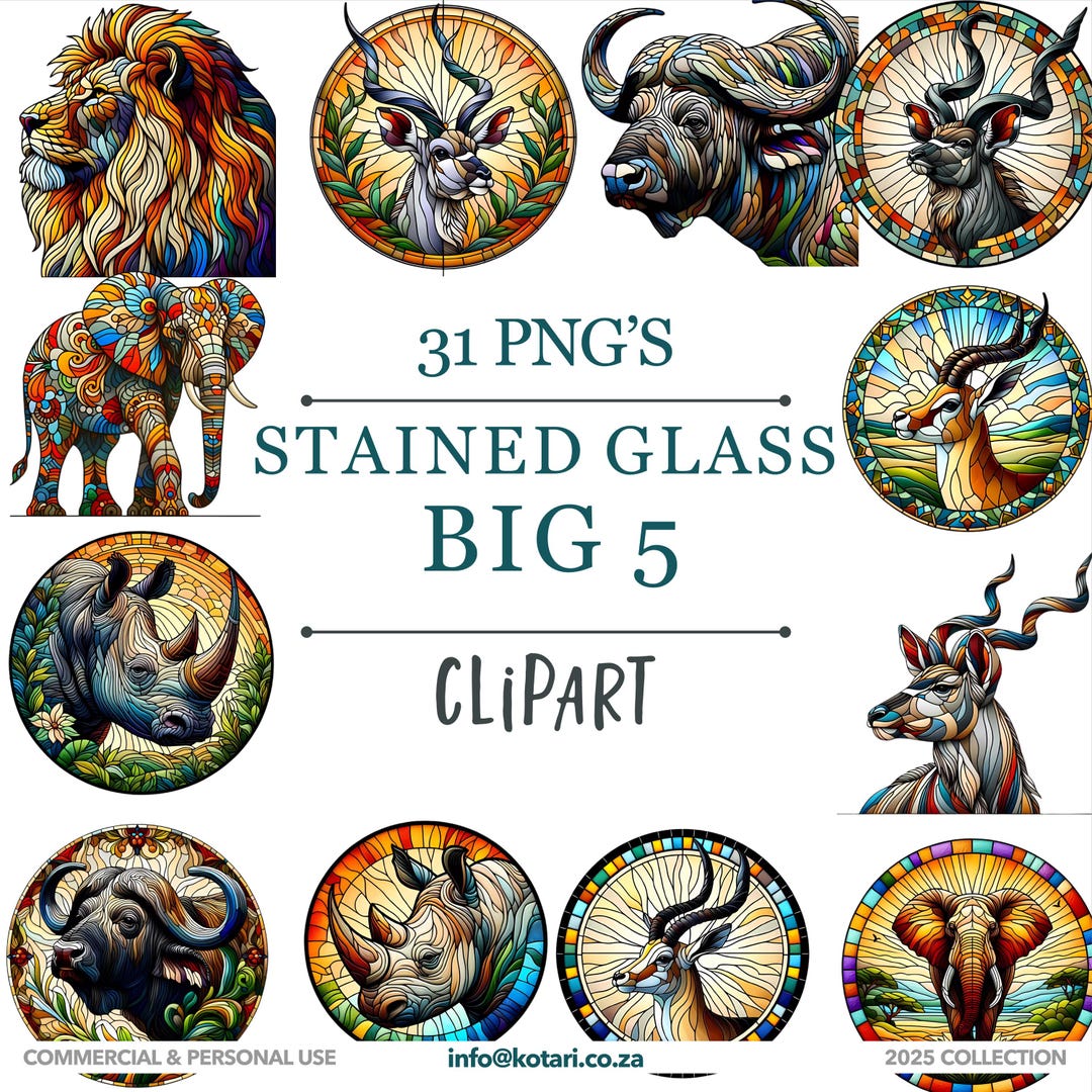 Stained Glass the Big 5, Kudu and Springbok - Transparent PNG Clipart ...