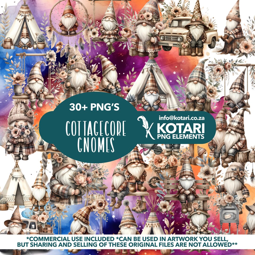 Cottage Core Gnomes - Transparent PNG Clipart - Commercial Use - Etsy