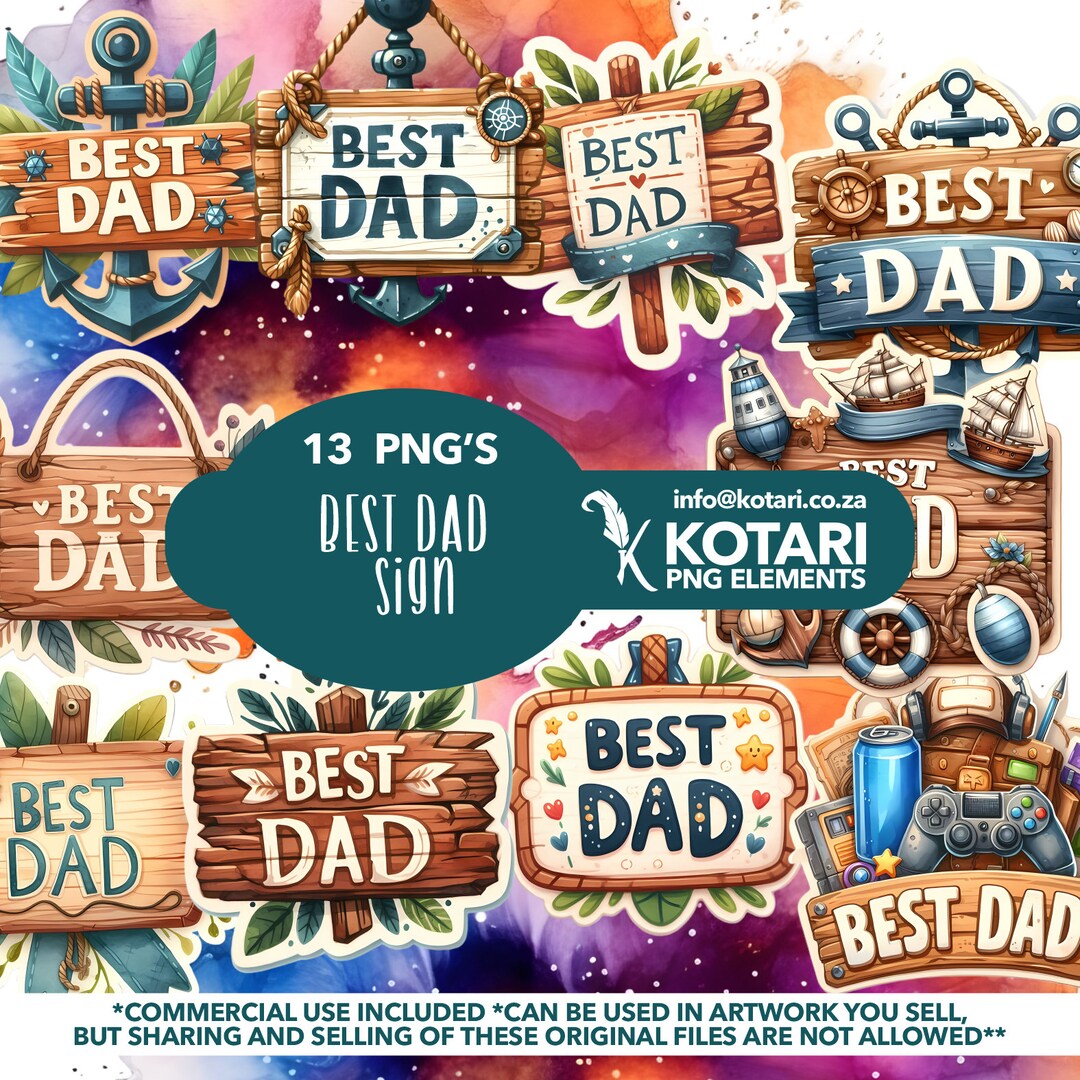 Best Dad Sign - Transparent PNG Clipart - Commercial Use - Etsy