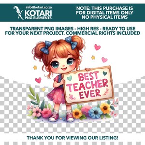 Best Teacher Sign - Transparent PNG Clipart - Commercial Use - Etsy UK