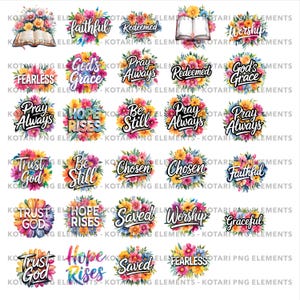 Christian Floral Words - Transparent PNG Clipart - Commercial Use - Etsy