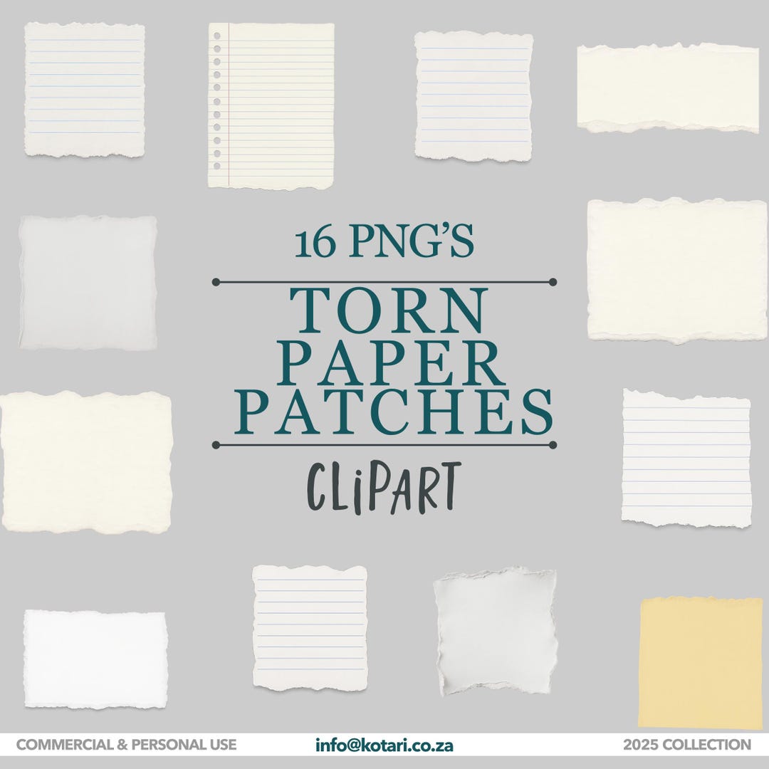 Torn Paper Patches - Transparent PNG Files - Commercial Use - Etsy