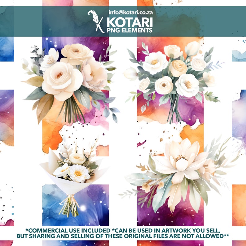 Angelic Flowers Bouquet - Transparent PNG Clipart - Commercial Use - Etsy
