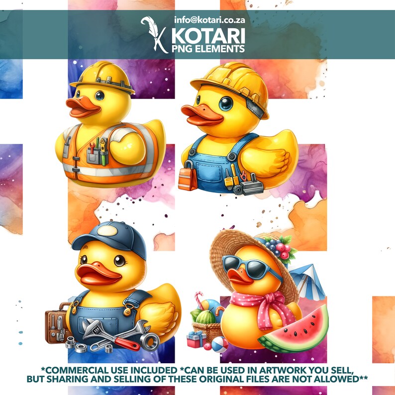 Rubber Duck in Outfits - Transparent PNG Clipart - Commercial Use - Etsy