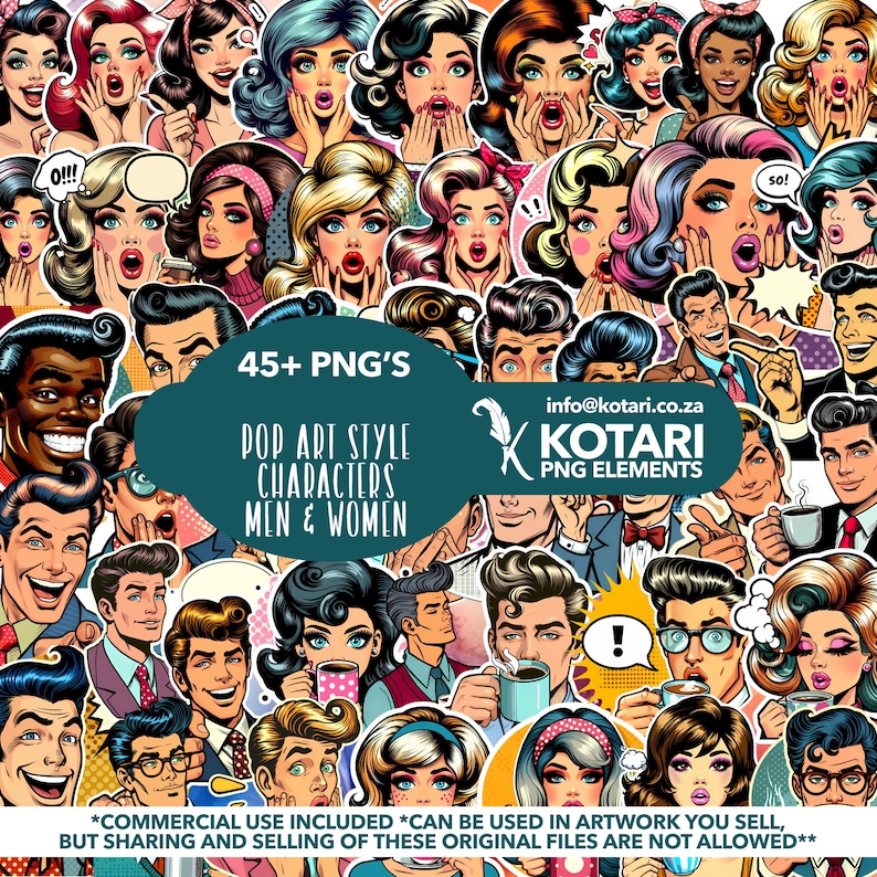 Pop Art Characters - Transparent PNG Clipart - Commercial Use - Etsy